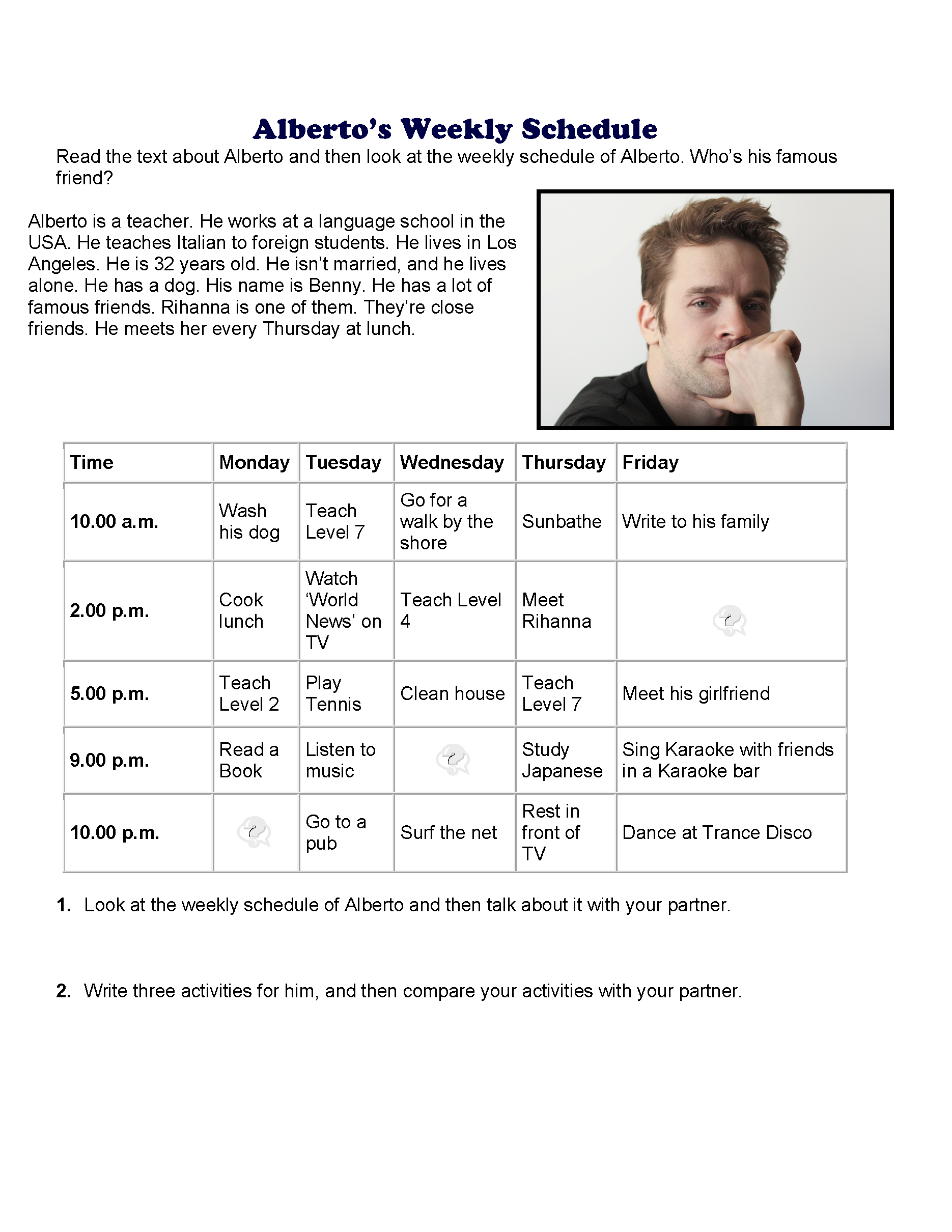Third singular person in present simple lesson | photocopiables