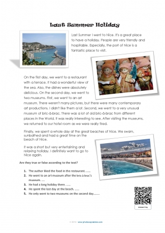 Past Simple Reading Text | photocopiables