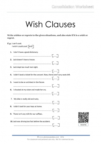 Wish Clauses Worksheet | photocopiables