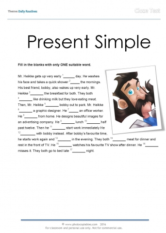 Present Simple Cloze test | photocopiables